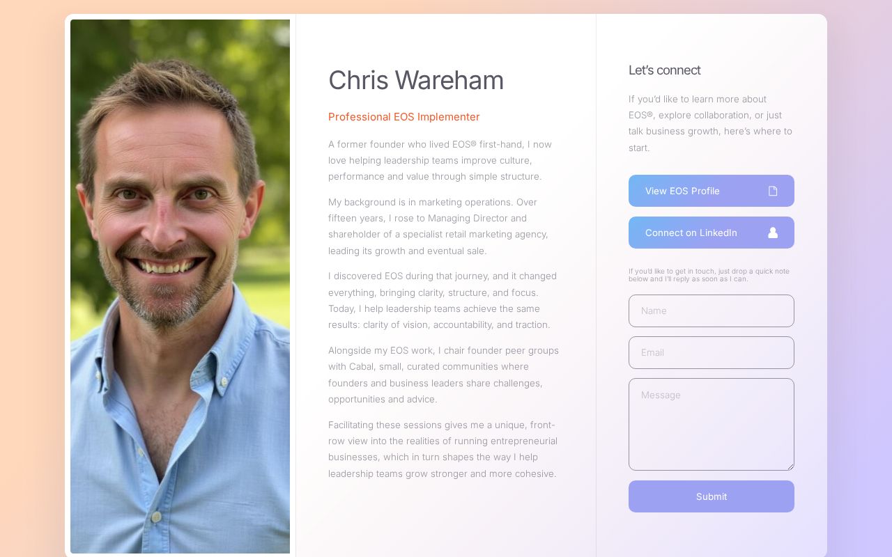 Chris Wareham – Professional EOS Implementer | Helping leadership teams ...